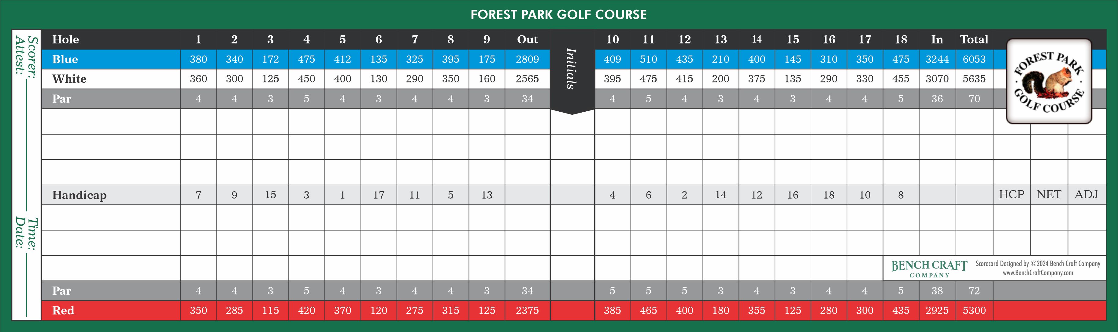 Forest Park Scorecard - GolfNYC